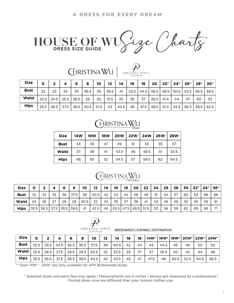 Size Guide - House of Wu