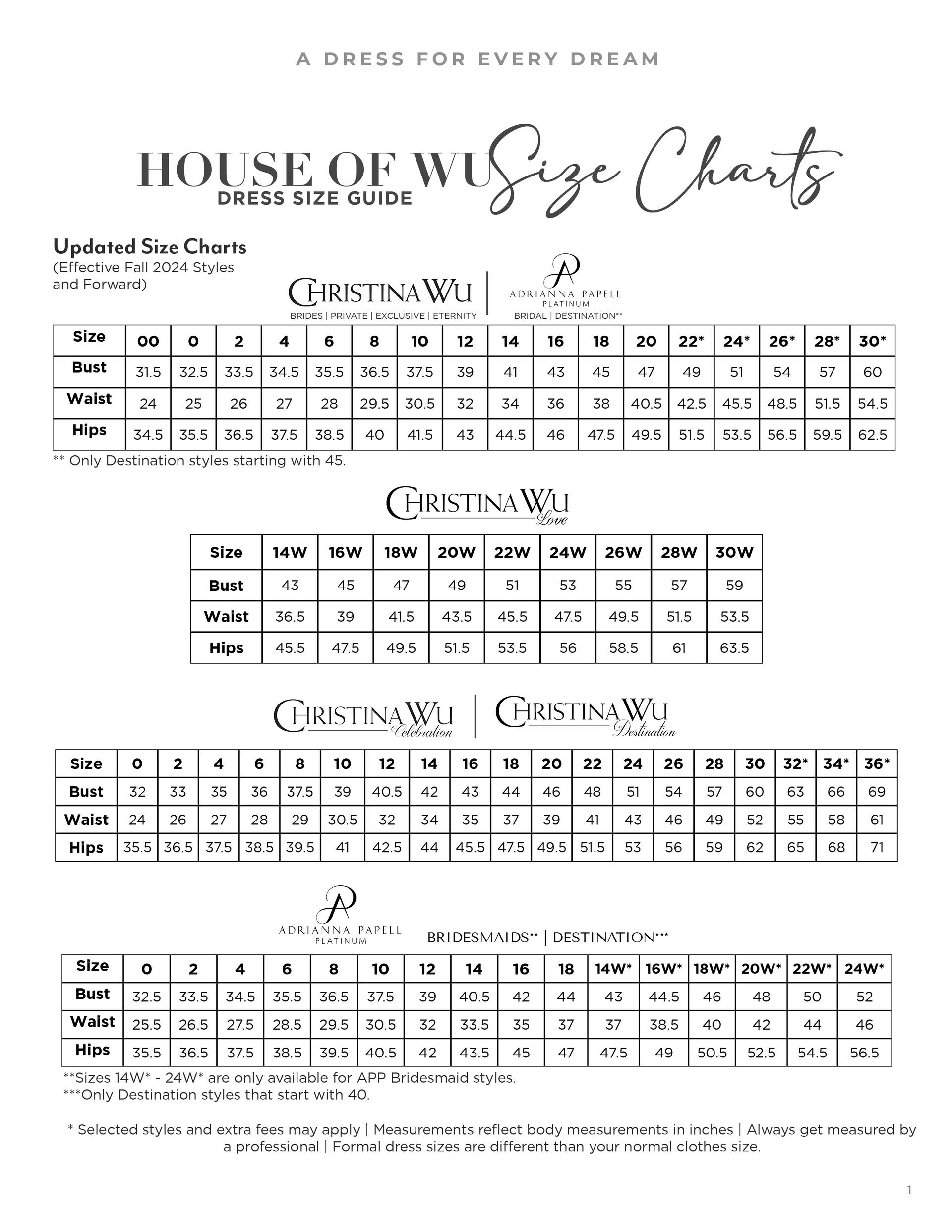 Size Guide - House of Wu